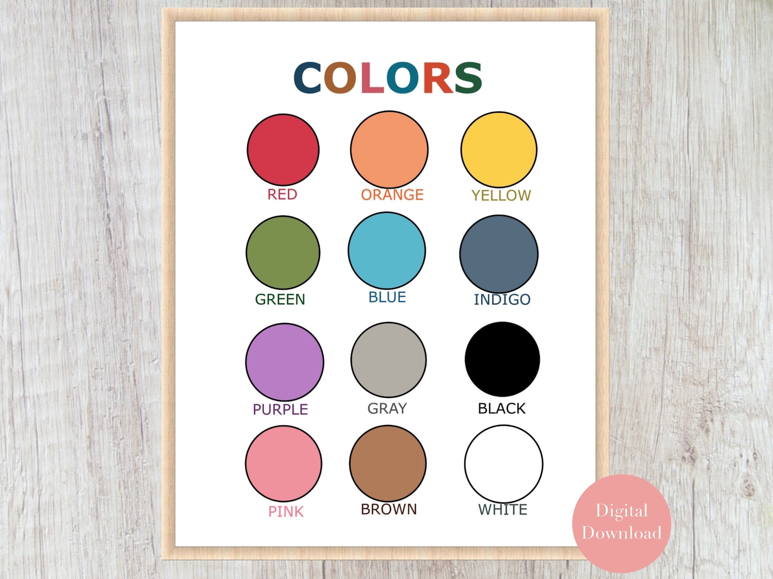 Colors Poster Colors Print Printable Educational Poster - Etsy