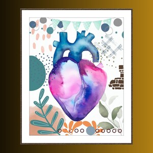 Science Print, Heart Printable, Watercolor Abstract, Science Poster ...