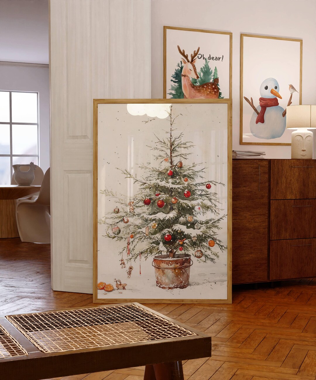 Christmas Tree Print Art Winter Pine Tree Painting Farmhouse Winter Art ...
