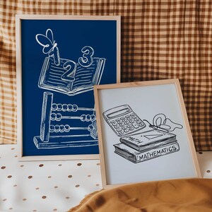 Math Classroom Poster Set Math Teacher Gift Blue Classroom Decor ...