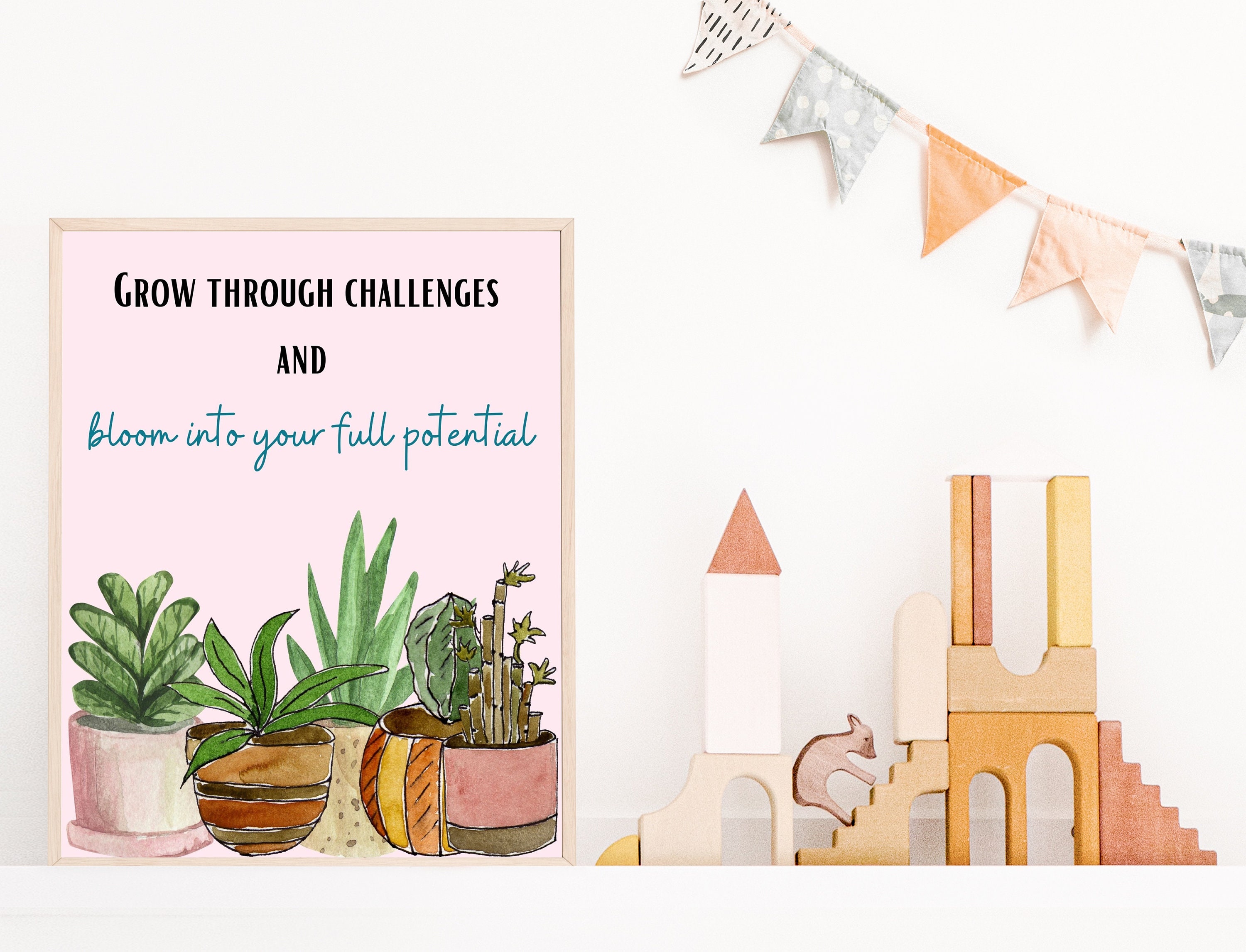 8 Plant Boho Neutral Bulletin Board Decor Modern Greenery Classroom ...