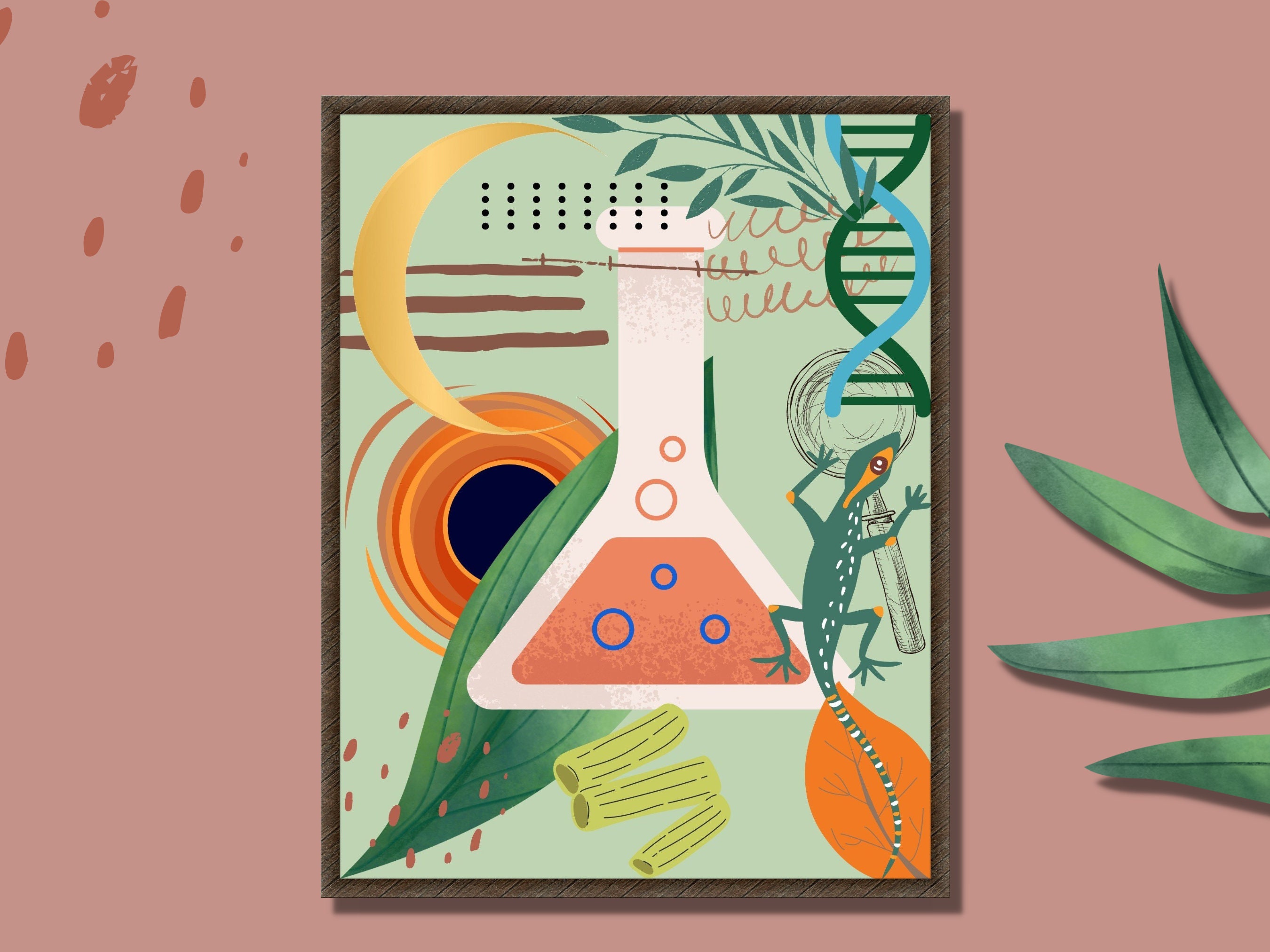 Boho Science Classroom Prints, Watercolor Biology Chemistry Art ...