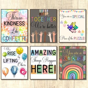 Kindness Poster Set Affirmation Wall Art for Kids Positive Classroom ...