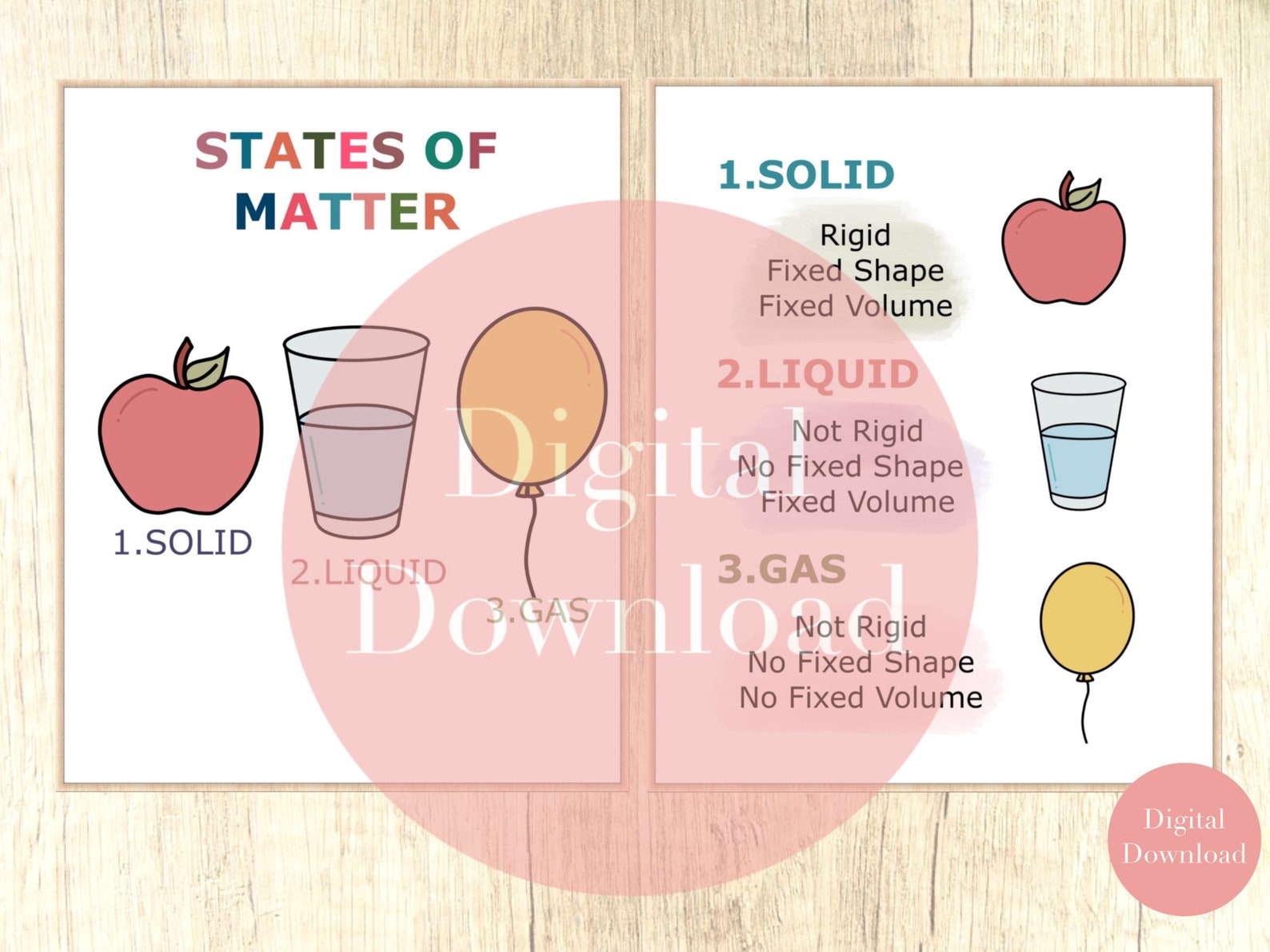 States of Matter Digital Printable Poster for Kindergarten - Etsy