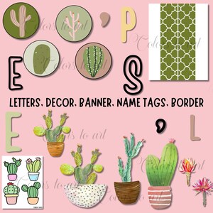 Back to School Bulletin Board Watercolor Classroom Decor Succulent ...