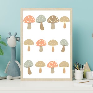 Mushroom Art Print, Nursery Printable Art, Boho Art, Boho Mushroom ...