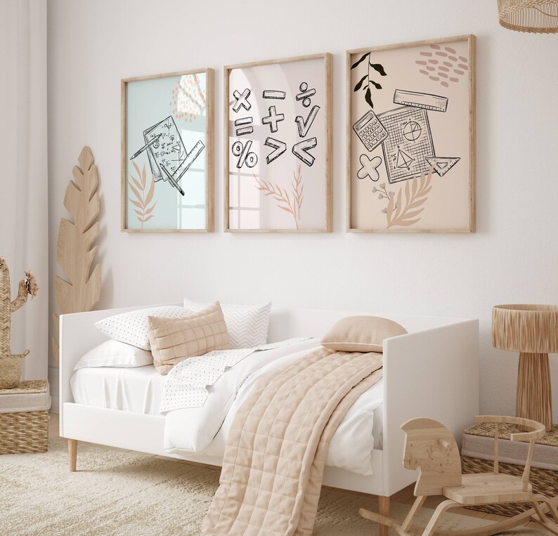 Math Printable Posters Math Bulletin Board Kit Math Boho Wall Art Set ...