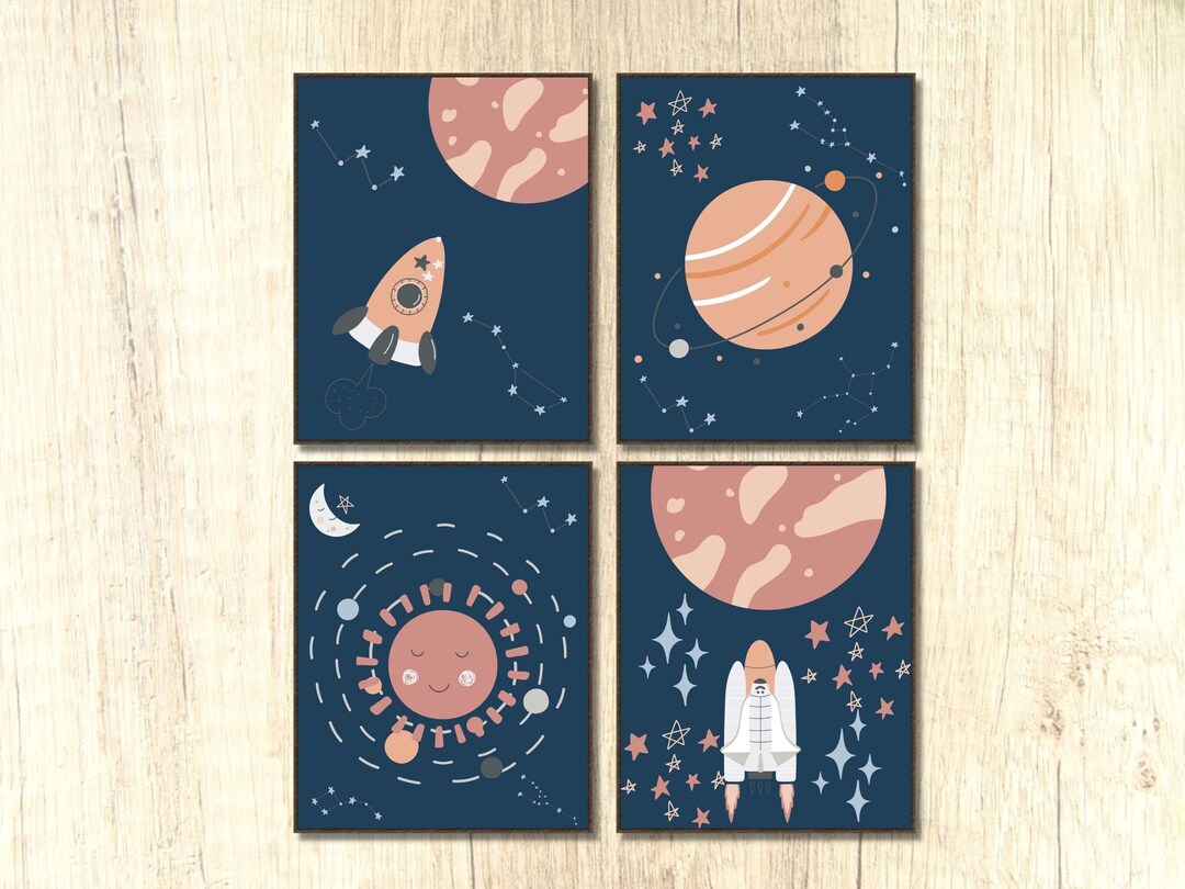 Space Art for Kids, Space Themed Decor, Gender Neutral Baby Art ...