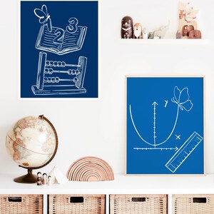 Math Classroom Poster Set Math Teacher Gift Blue Classroom Decor ...