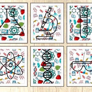 Science Wall Prints, Classroom Wall Art, Nursery Decor, Set of Biology ...