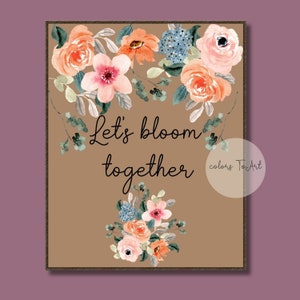 Spring Classroom Decor Posters Watercolor Spring Flowers March Bulletin ...