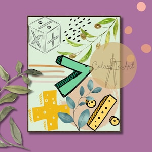 Math Wall Prints Watercolor Prints Classroom Wall Art Set of ...