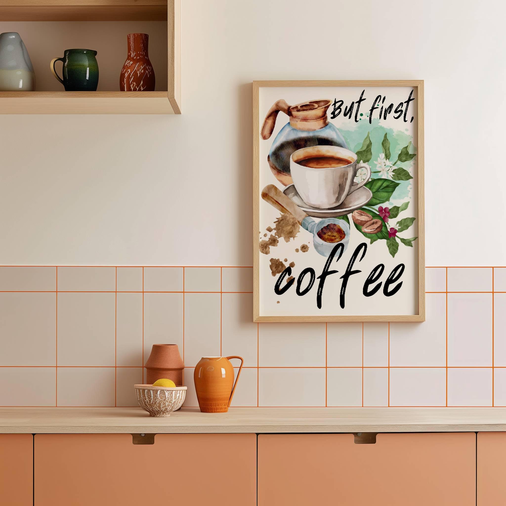 Coffee Print Coffee Cart Print Coffee Lover Decor Kitchen Wall Art ...
