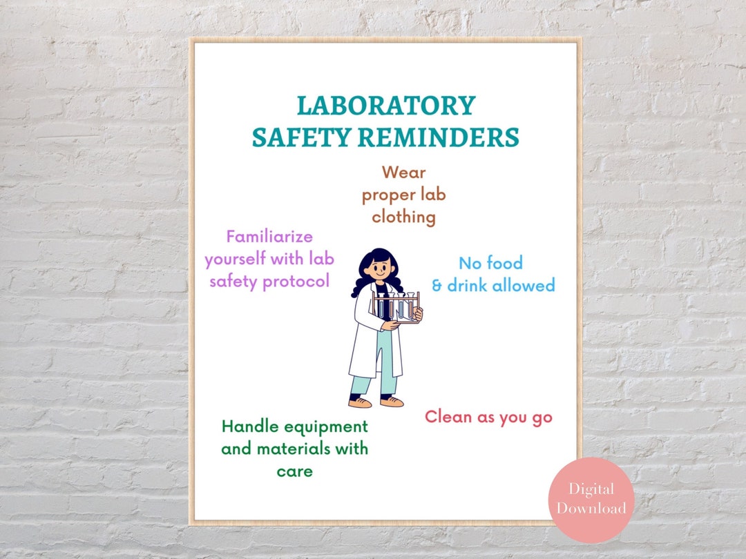 Lab Safety Poster Science Teacher Gift Digital Download Laboratory ...