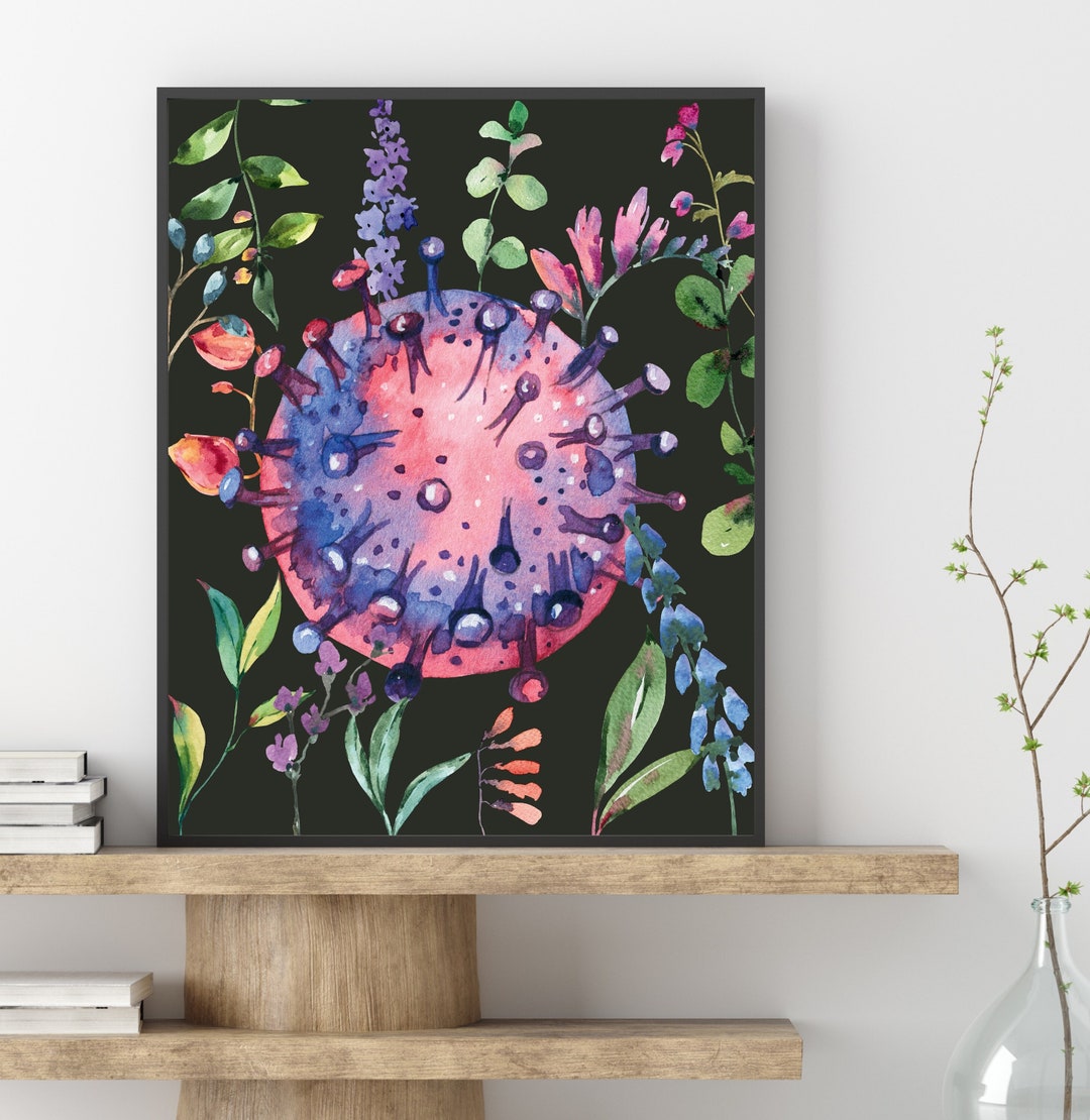 Microbiology Wall Art Science Art Watercolor Prints Virus Painting ...