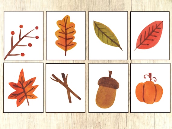 FULL Set of 8 Fall Leaves Pumpkins Digital Prints Autumn - Etsy