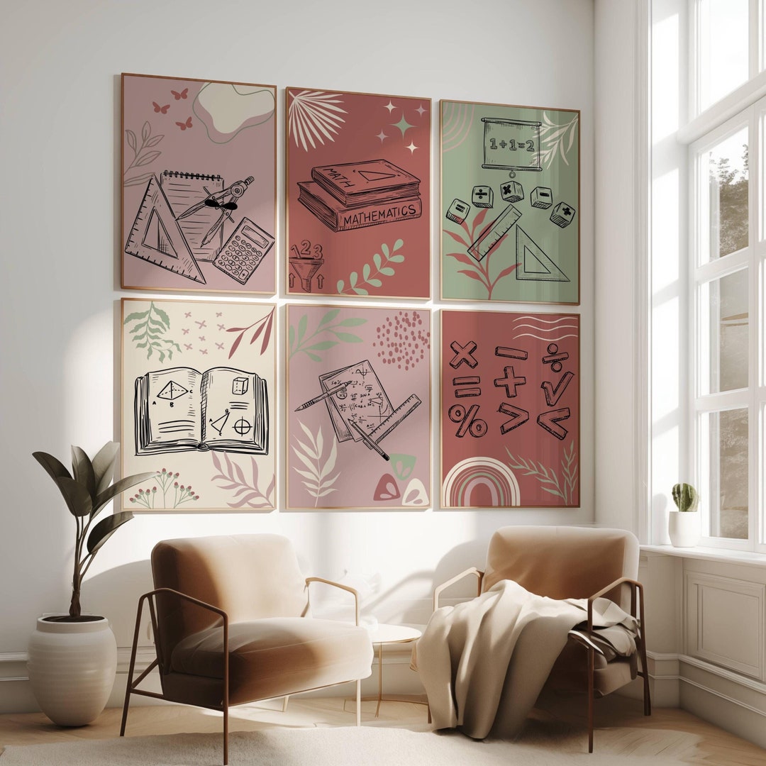 Math Poster Set of 6 Classroom Decor Math Lover Gift Math Teacher Gift ...