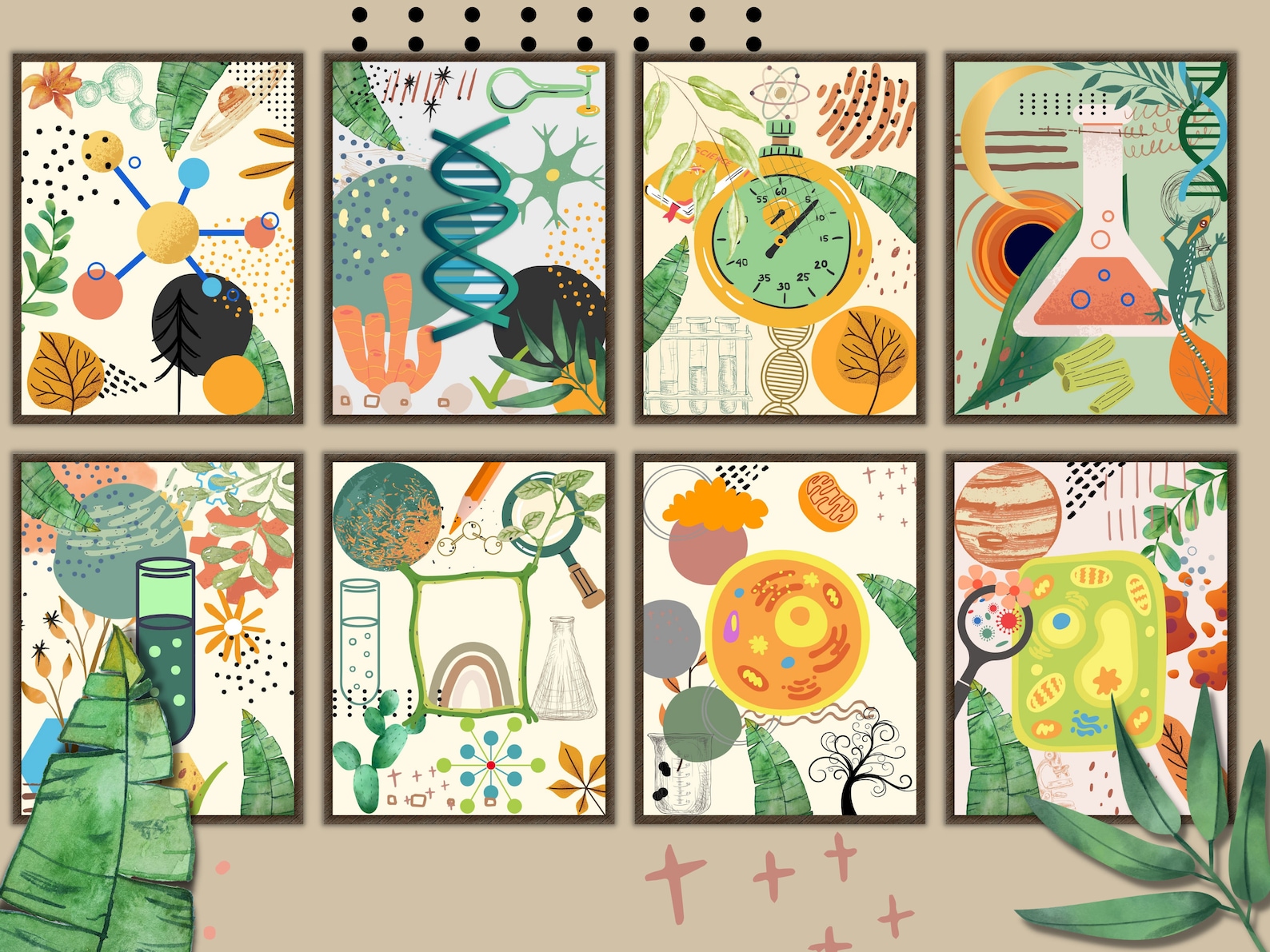 Science Wall Prints Boho Watercolor Prints Green Prints - Etsy