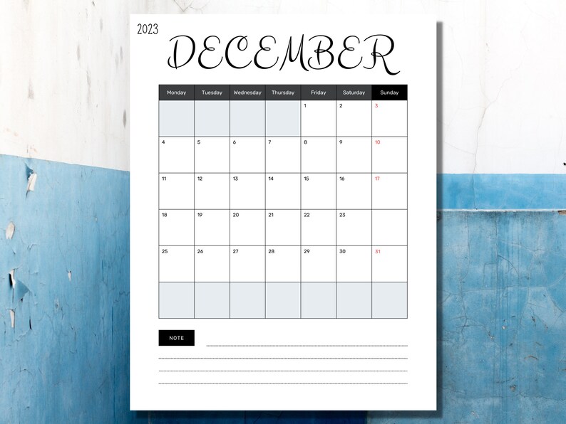 2023 Lined Monthly Calendars 8.5x11 Jan Dec Printable - Etsy