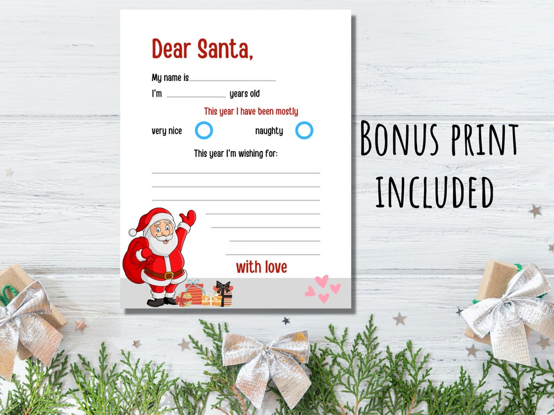 Letter to Santa PRINTABLE Kids Letter to Santa Santa Letter - Etsy