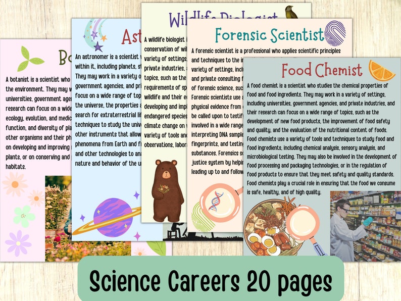 Science Careers Classroom Poster Set of 20 Science Classroom - Etsy
