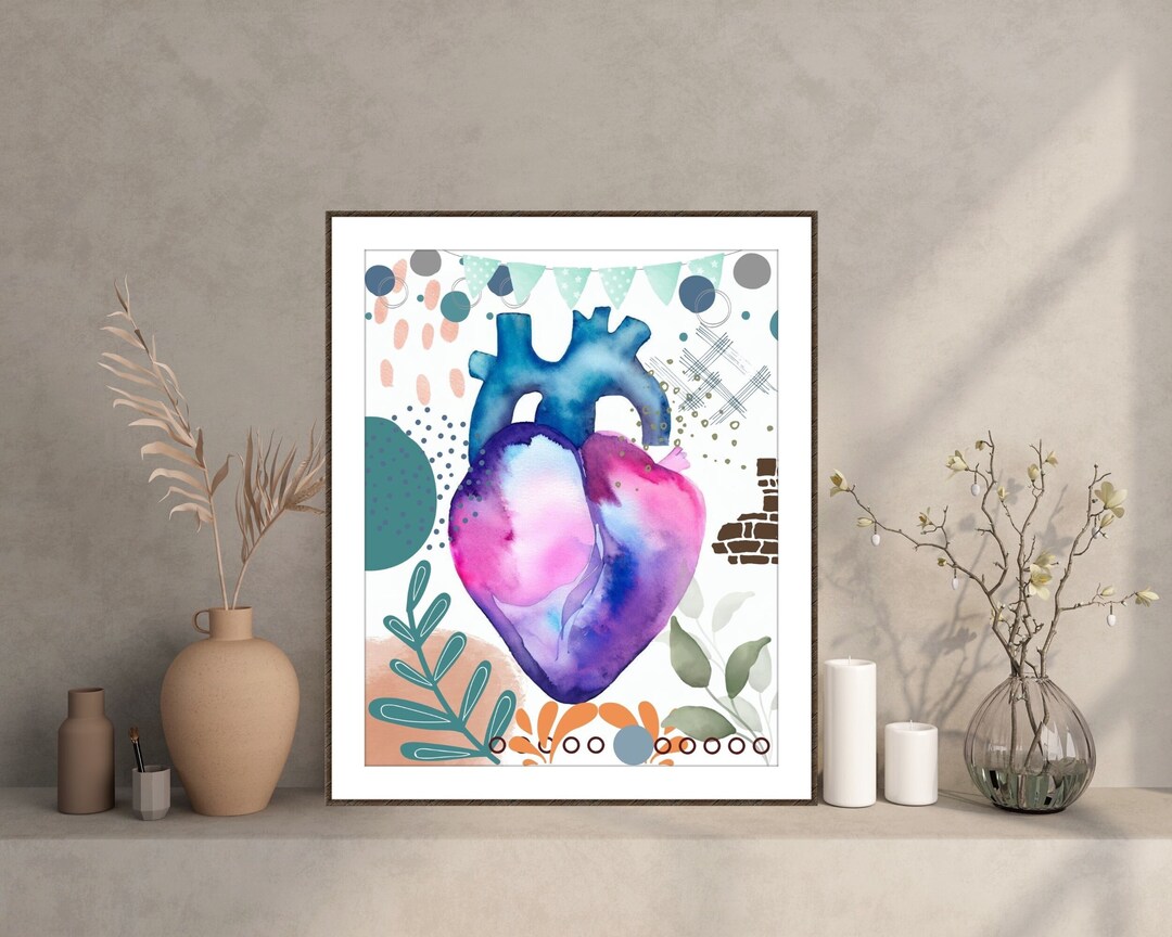 Science Print, Heart Printable, Watercolor Abstract, Science Poster ...