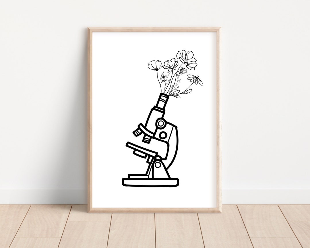 Microscope Art Print, Instant Download, Science Poster, Classroom Decor ...