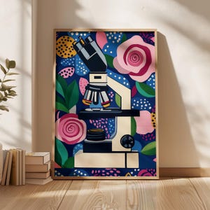 Microscope Printable Art Science Decor Science Teacher Gift Dorm Decor ...