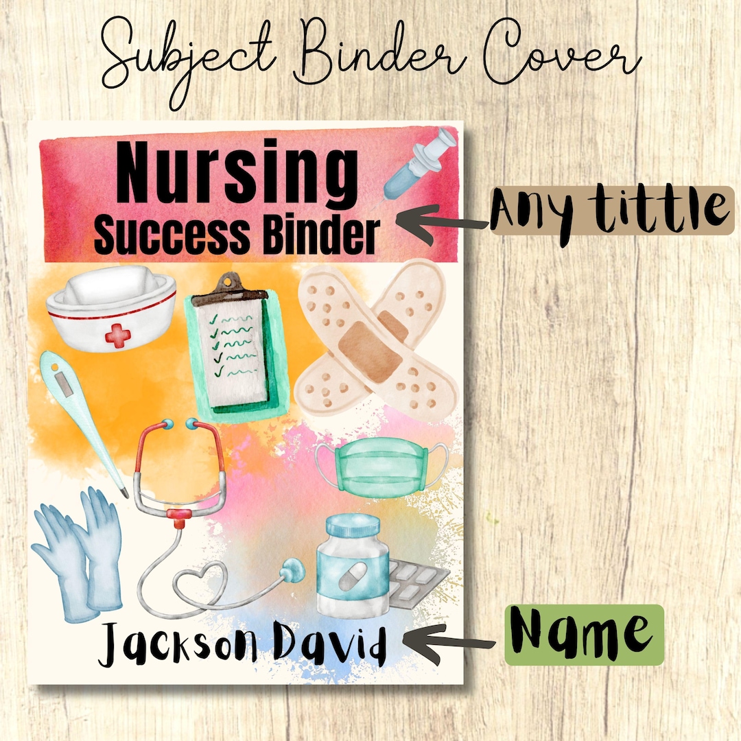 Personalized Binder Cover Nursing Binder Cover Watercolor Binder Cover ...