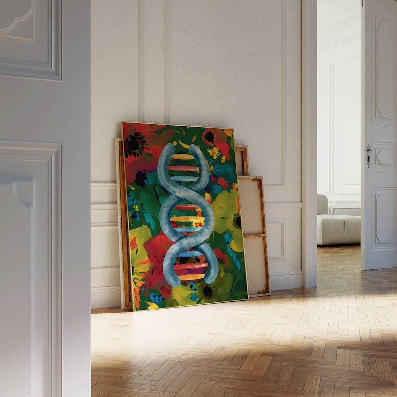 DNA Genetic Art Print Abstract Dna Poster Science Art Dna Helix Genetic ...