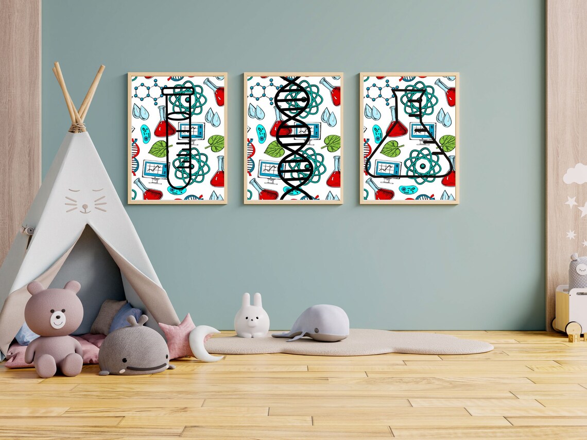 Science Wall Prints Classroom Wall Art Nursery Decor Set of - Etsy