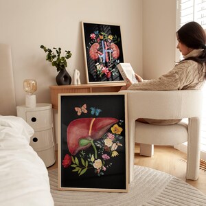 Anatomical Liver Decor Floral Human Liver Gift Art Medical Printable ...