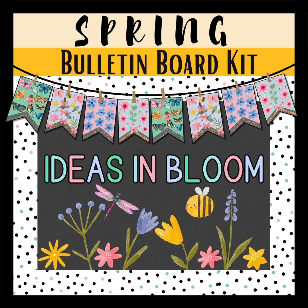 Spring Bulletin Board Kit Watercolor Spring Theme Classroom Decor Easy ...