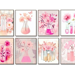 Women in Science Poster, Pink Wall Art Set, Erlenmeyer Flask Art ...