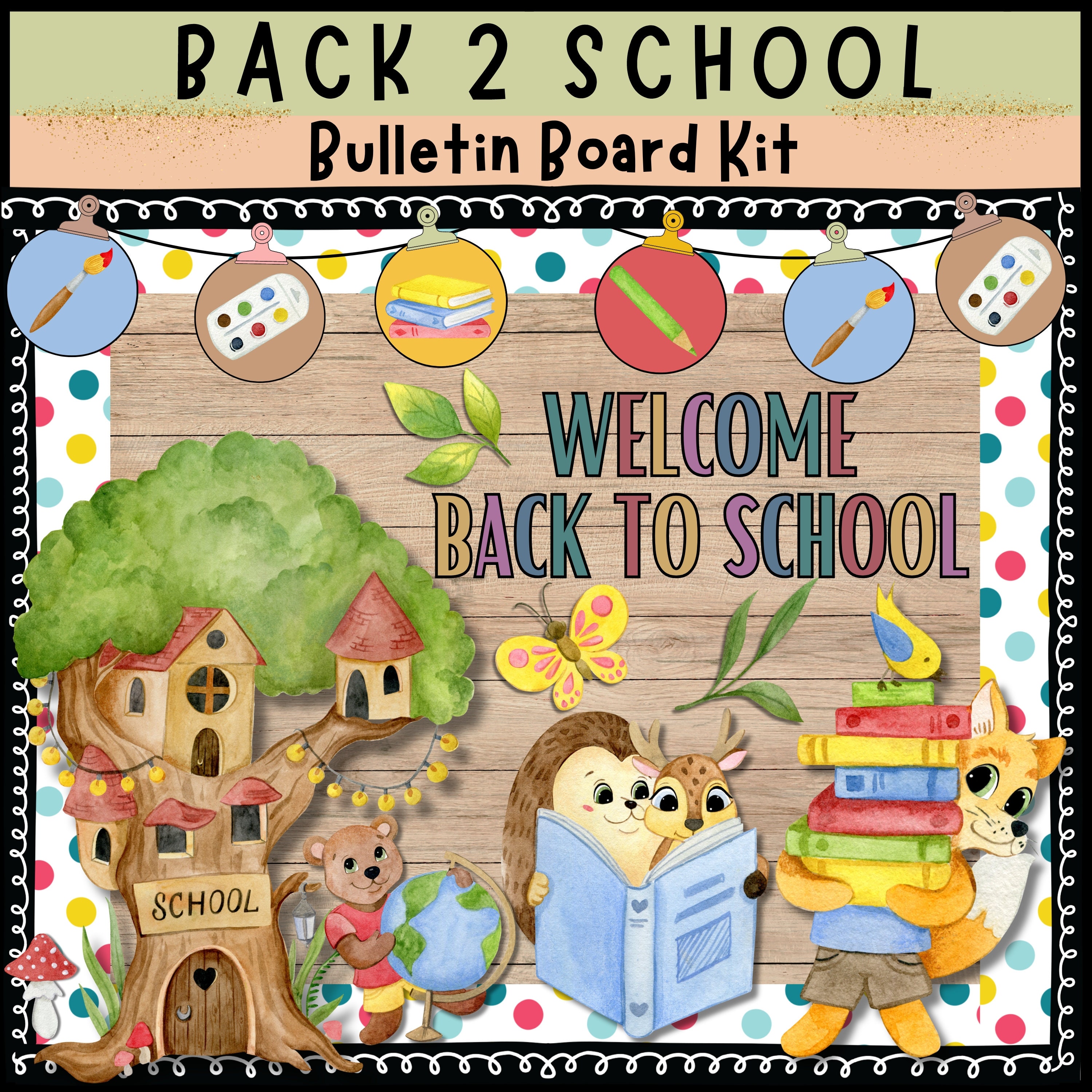 Back to School Bulletin Board Kit School Themed Trendy Classroom Decor ...