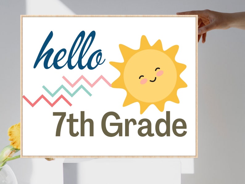 1st Day of Seventh Grade Sign Hello 7th Grade Printable - Etsy