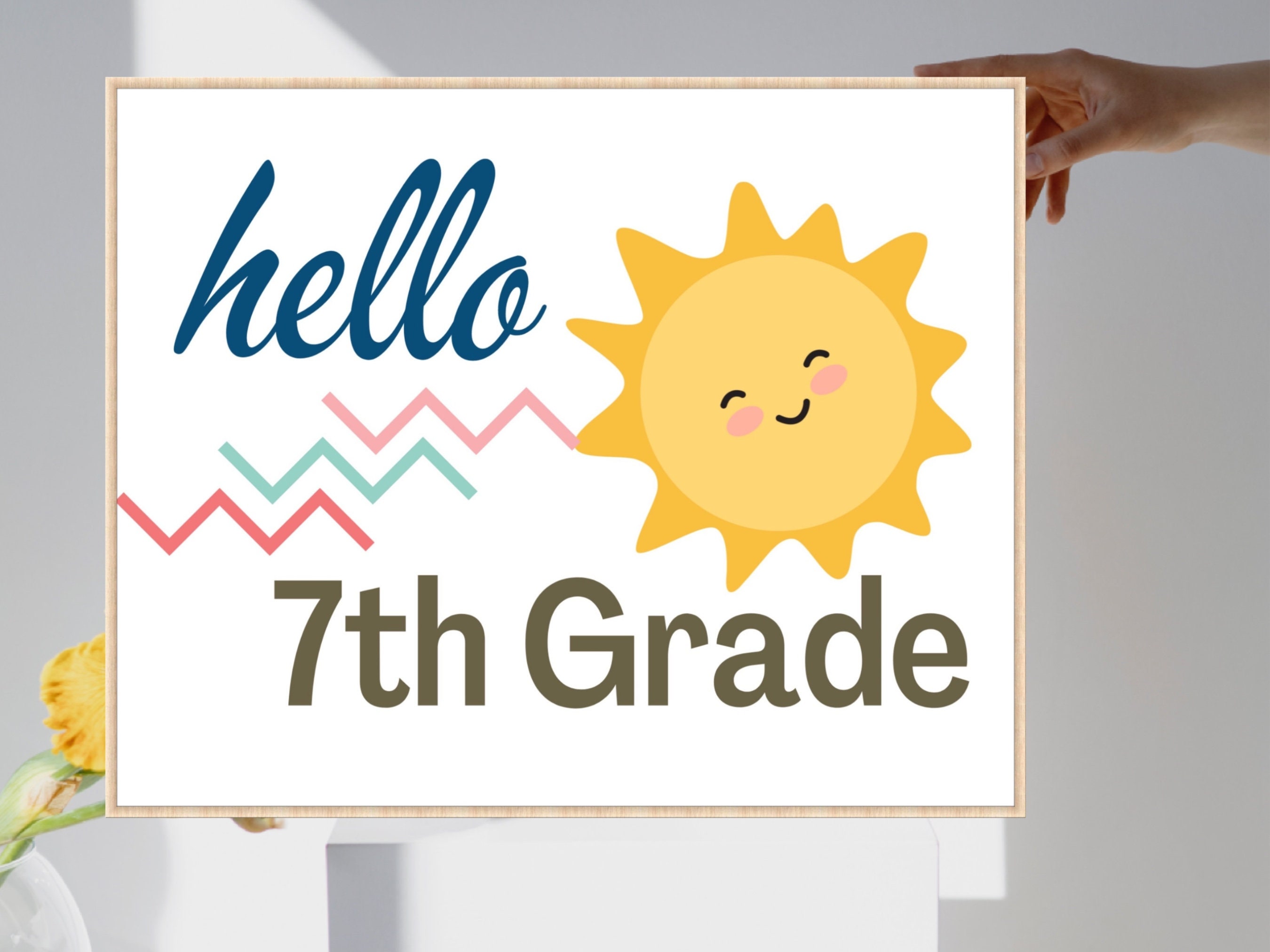 1st Day of Seventh Grade Sign Hello 7th Grade Printable - Etsy