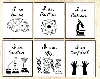 Science Wall Prints Boho Watercolor Prints Boho Classroom - Etsy