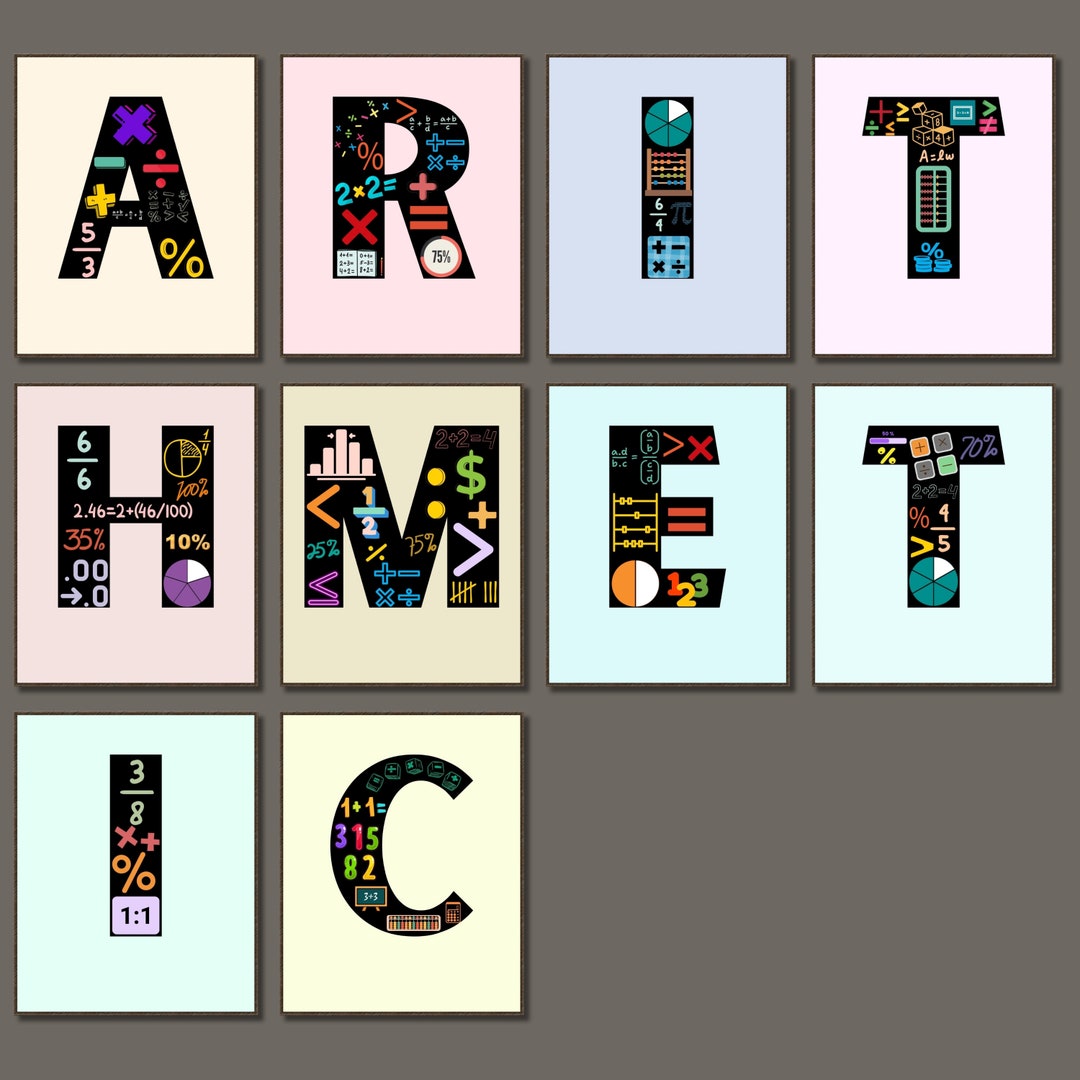 Arithmetic Posters Math Poster Math Class Gallery Wall Math Bulletin ...