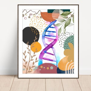 Science Print, DNA Printable, Watercolor Abstract, Science Poster ...