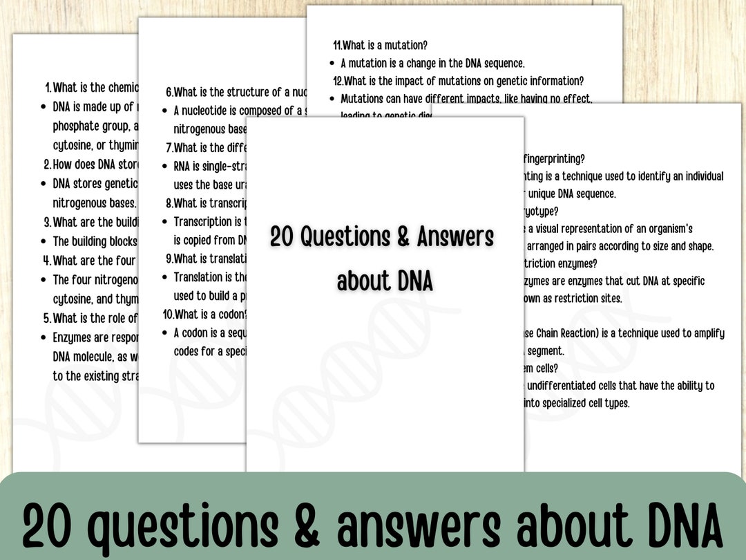 20 Questions and Answers About DNA, Middle School Science, Learning ...