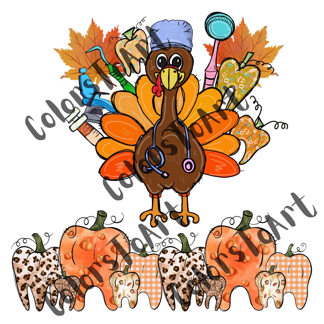Dental Crew Cute Teeth Turkey Fall Thanksgiving Png Dental Hygienist ...
