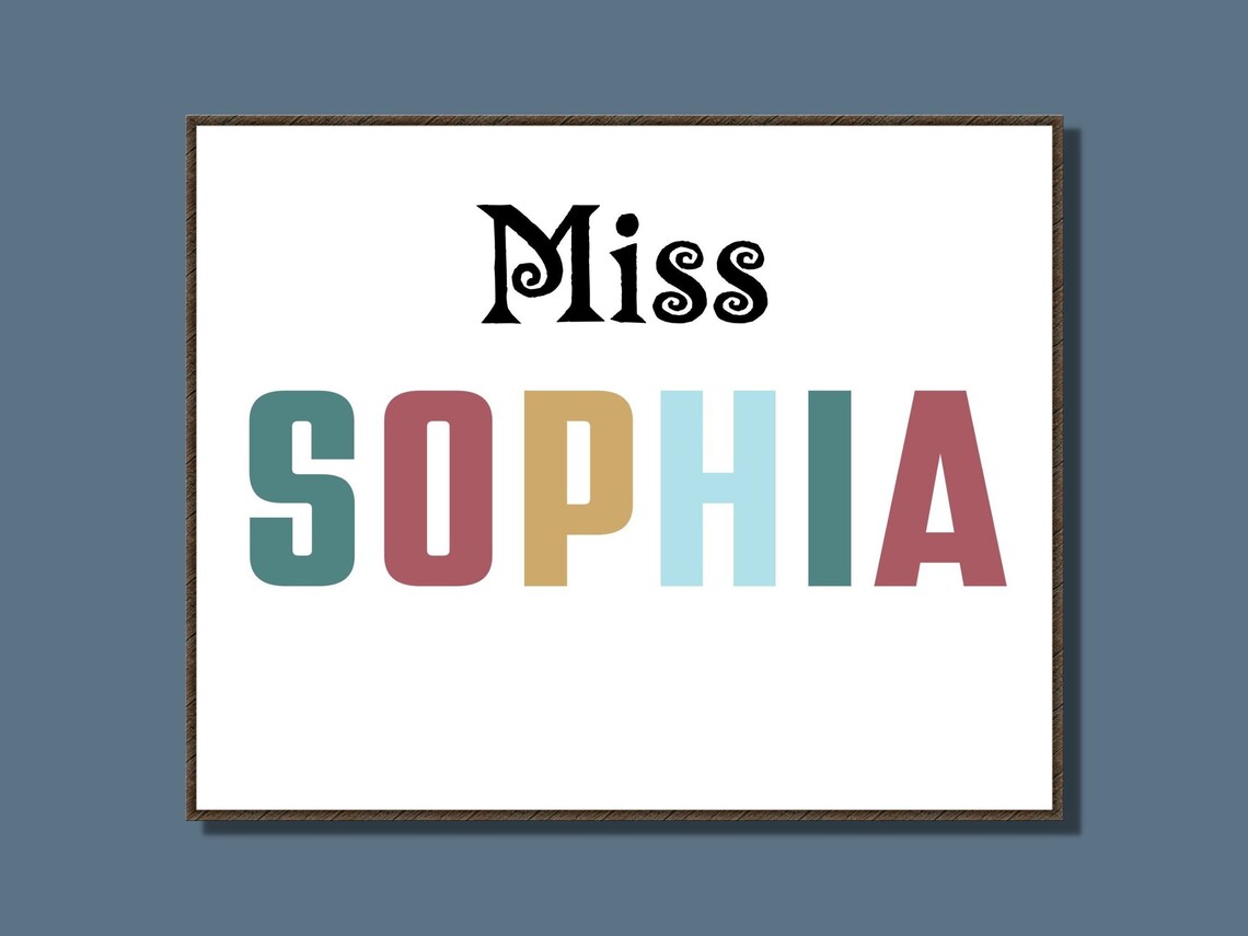 Teacher Name Sign Printable, Custom Digital Print, Teacher Custom Name ...