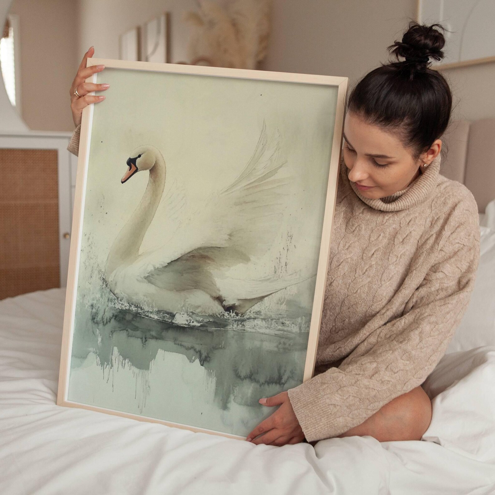 Swan Art Print Farmhouse Nursery Painting Animal Bird Wall Decor ...