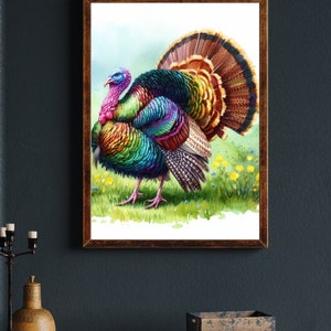Turkey Watercolor Painting Thanksgiving Wall Art Thanksgiving Kitchen ...
