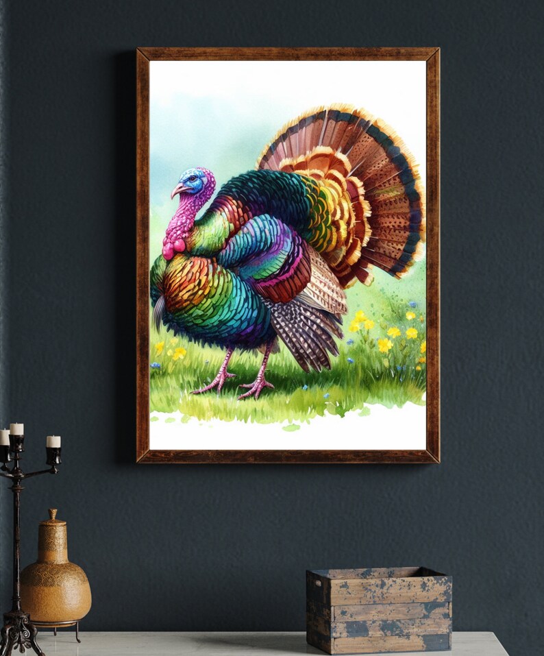 Turkey Watercolor Painting Thanksgiving Wall Art Thanksgiving Kitchen ...