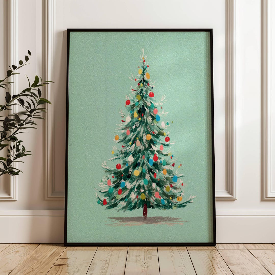 Neutral Vintage Christmas Tree Wall Art Winter Farmhouse Print Vintage ...