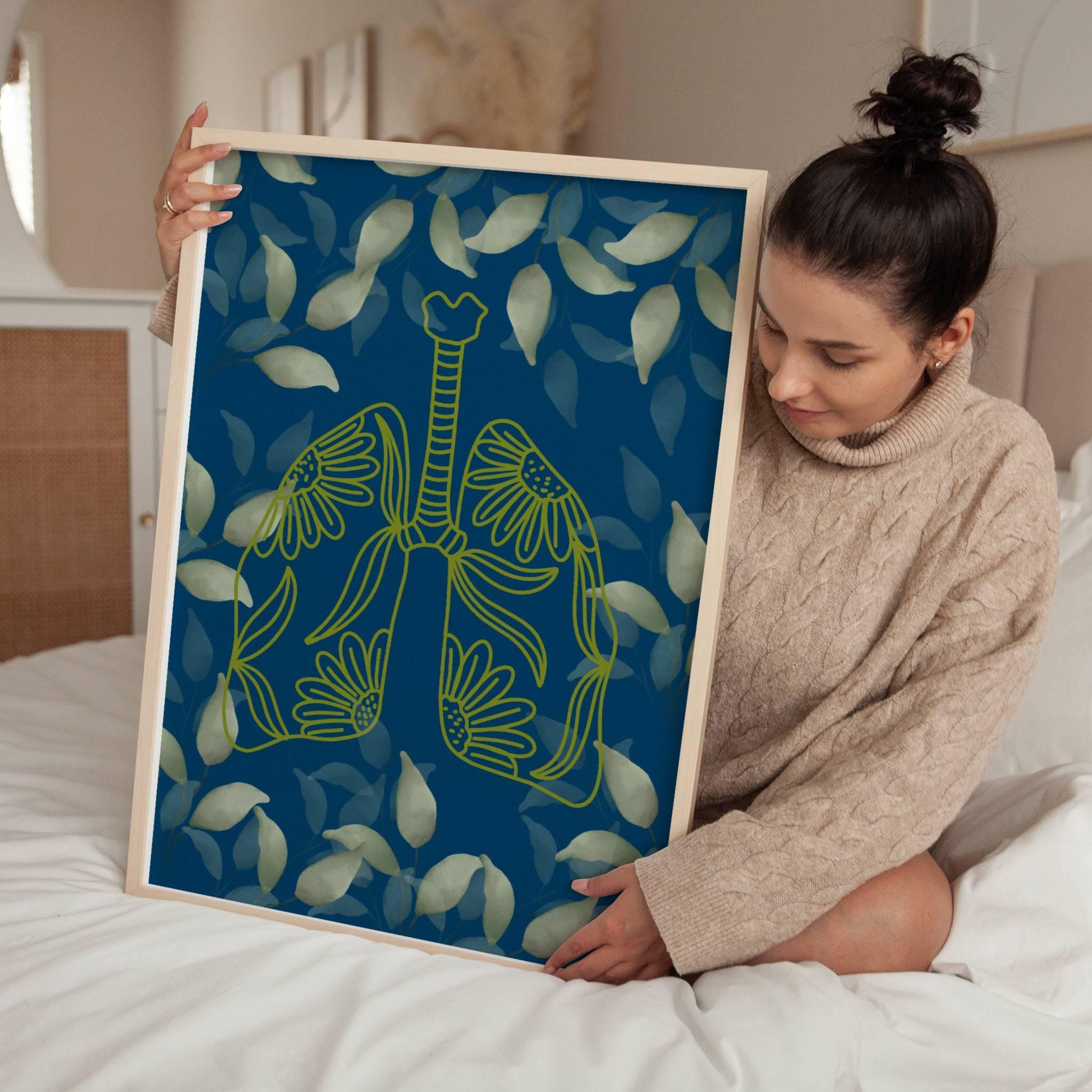Anatomical Lungs Print Doctor Office Decor Watercolor Print Botanical ...