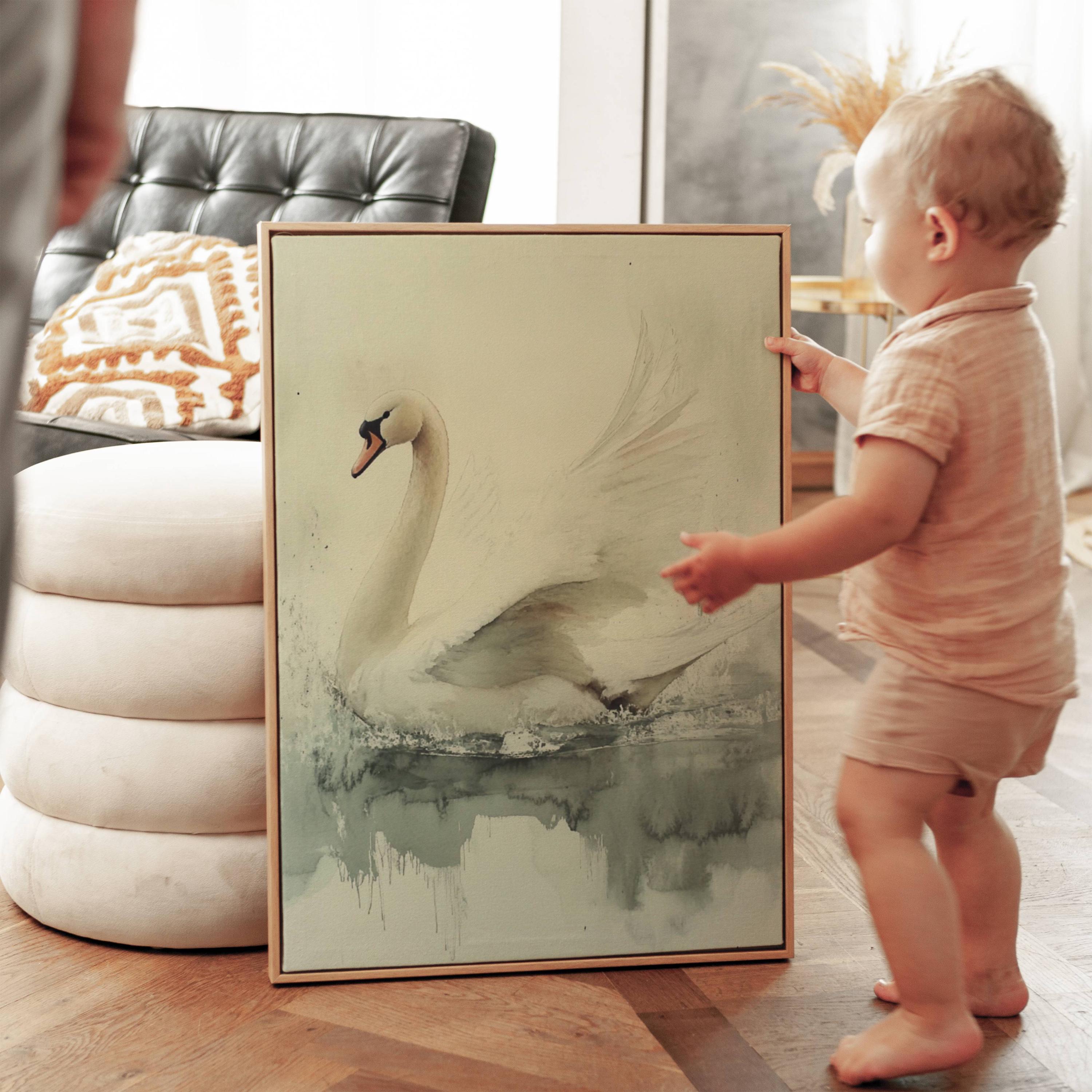 Swan Art Print Farmhouse Nursery Painting Animal Bird Wall Decor ...