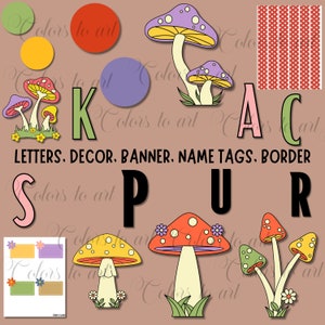 Spring Bulletin Board Printable Spring Classroom Decor Mushroom ...